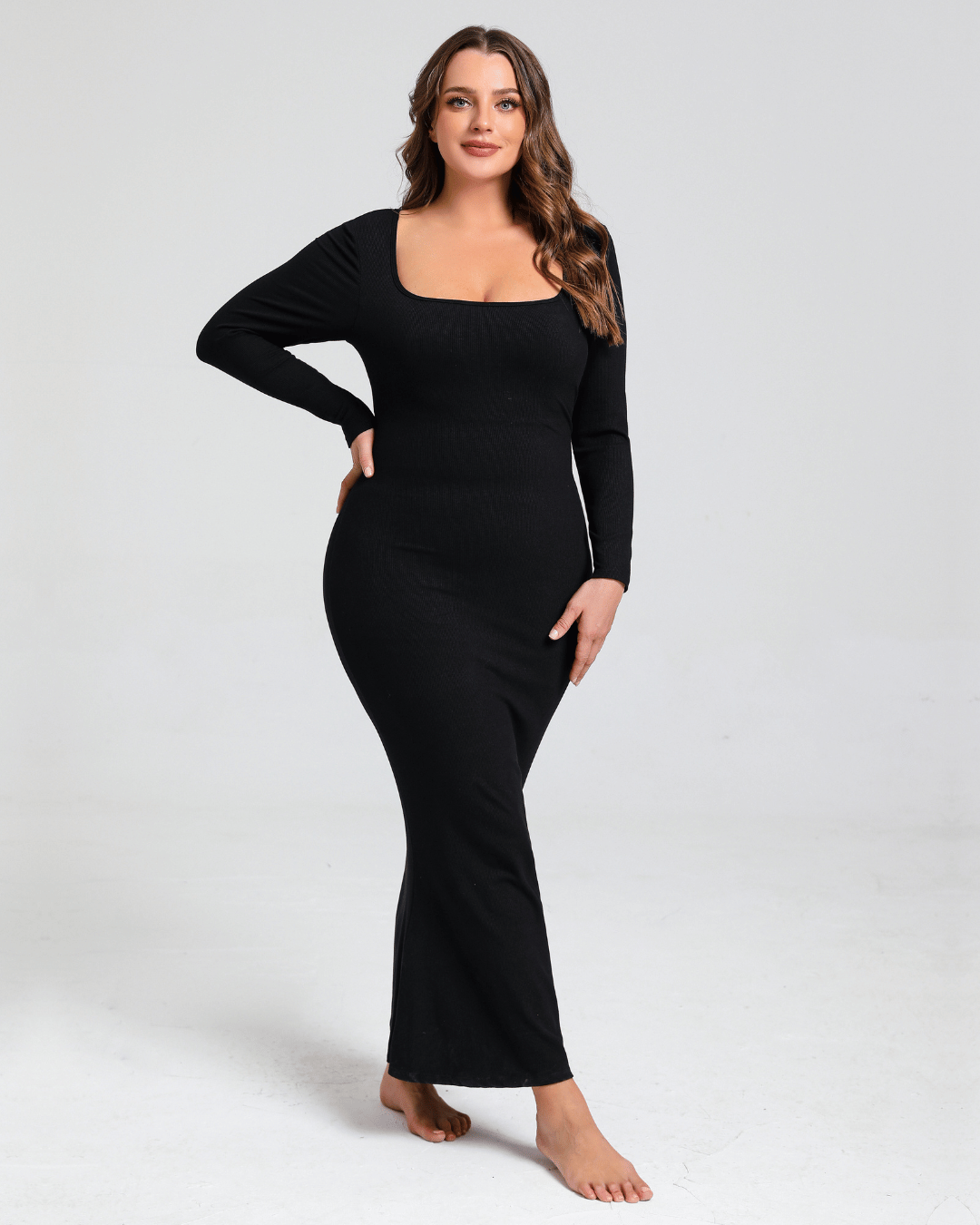 CRVY Long Sleeve Maxi Shapewear Dress